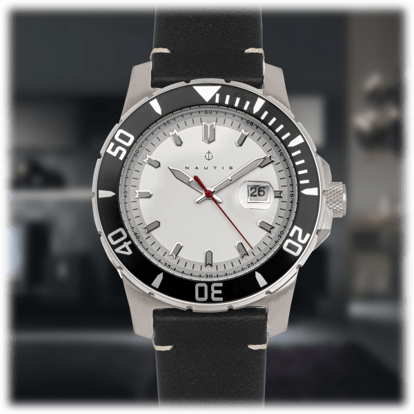 MorningSave: Nautis Dive Pro 200 Leather-Band Watch with Date