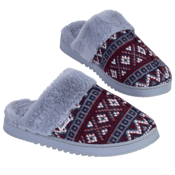 MorningSave: Born Fair Isle Faux Fur Scuff Slippers
