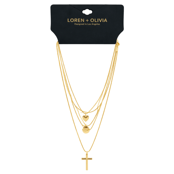 MorningSave: LOREN + OLIVIA Cross Multi Layer Necklace