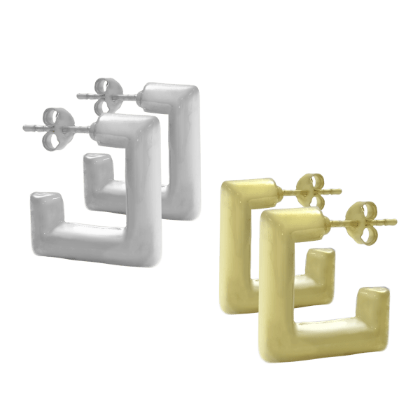 MorningSave: Savvy Cie 18K White and Yellow Gold Sterling Silver Hoop Set